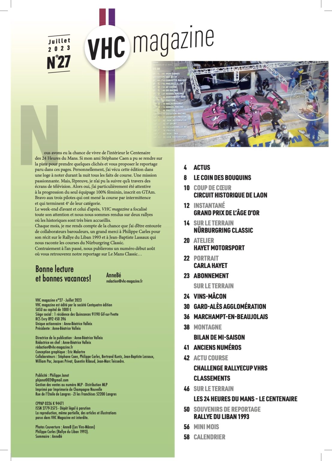 VHC magazine 27 : Le Sommaire - VHC magazine