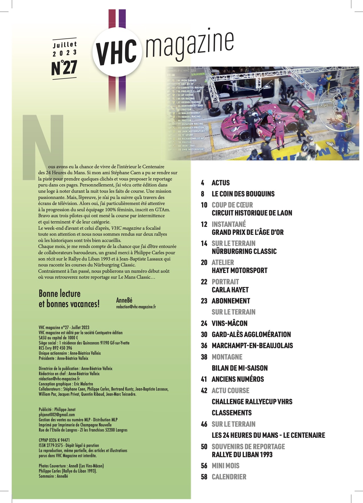 VHC magazine 27 : Le Sommaire - VHC magazine