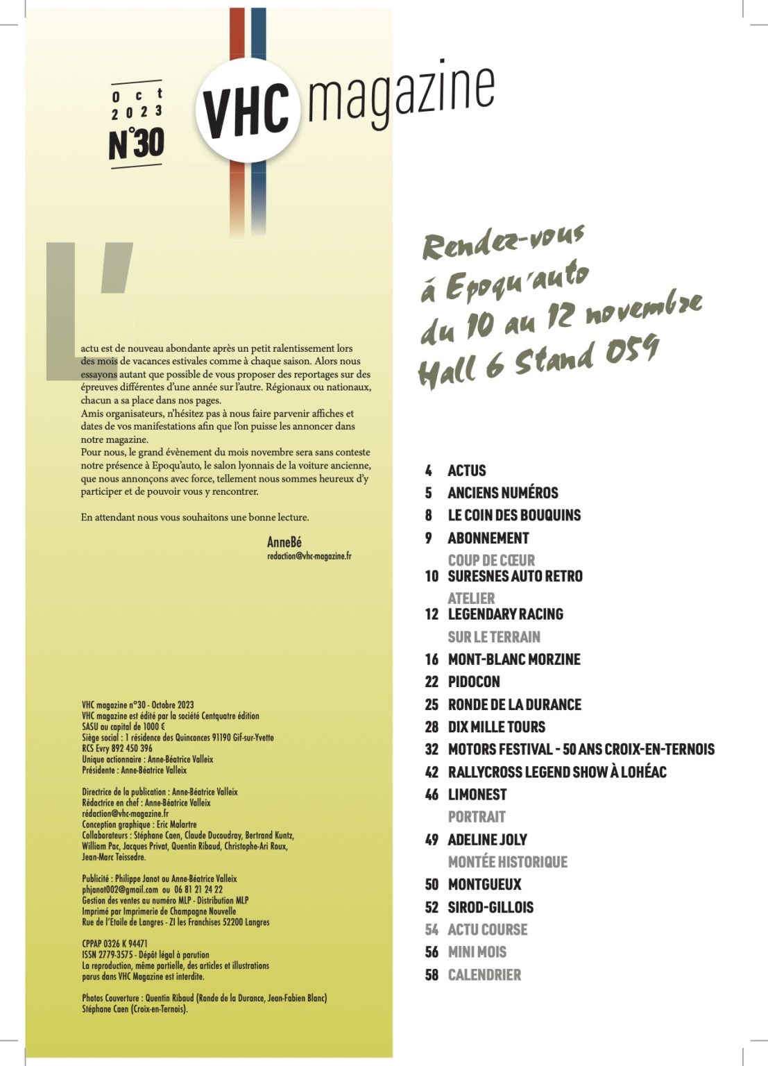 VHC magazine 30 : Le sommaire - VHC magazine